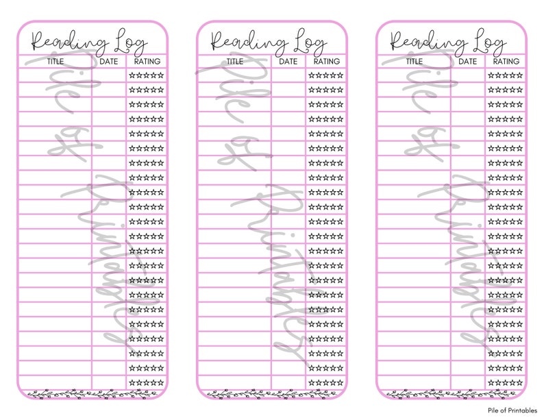 Printable Reading Log Bookmark | Book Ratings | Book Tracker | Library ...
