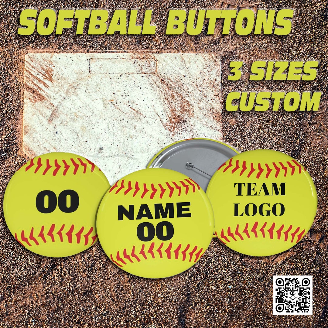 Personalized Softball Buttons Custom Name, Number, or Team Logo Set of ...