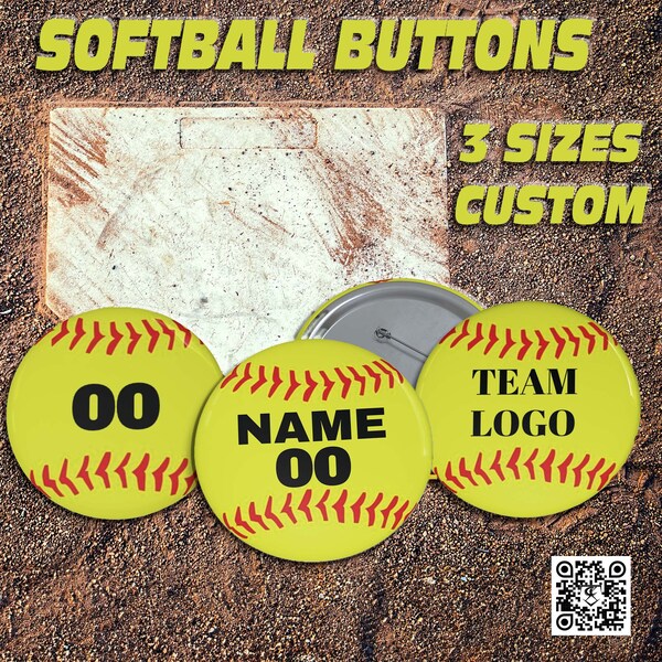 Softball Pin Back Buttons - Etsy