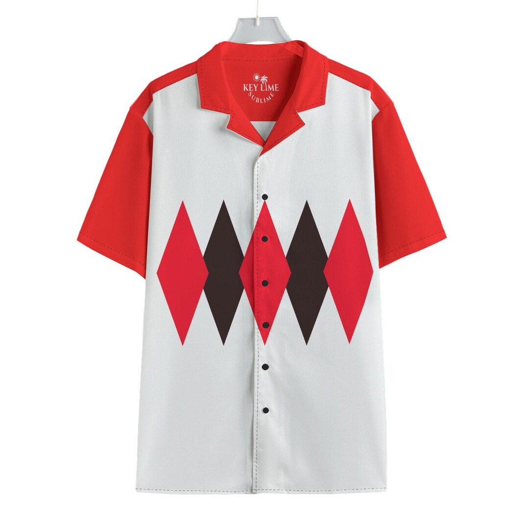 Red Diamonds and Red Button up Shirt Unisex Retro Vintage Mid Century ...