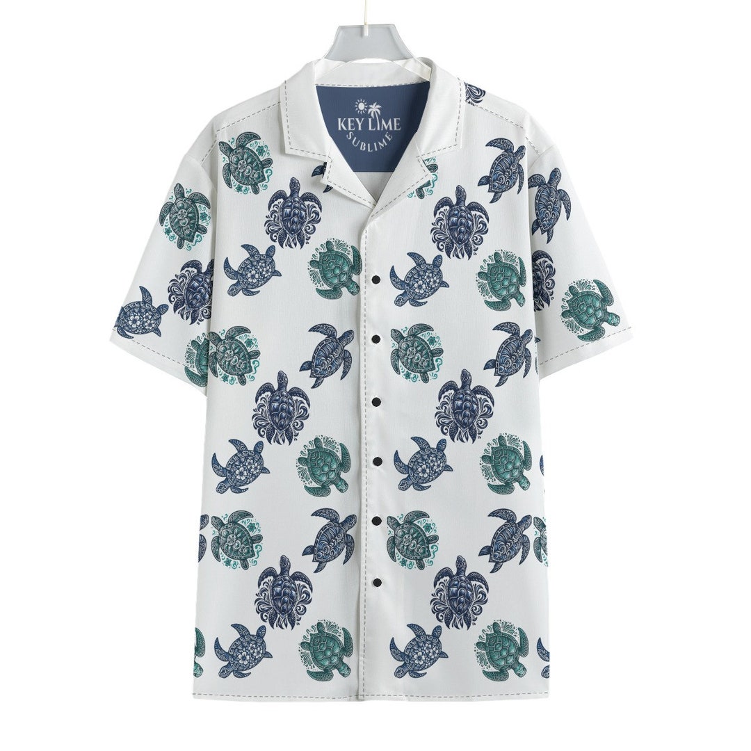 Unisex White 'tortuga' Sea Turtle Button-up Shirt From the 'shell-yeah ...