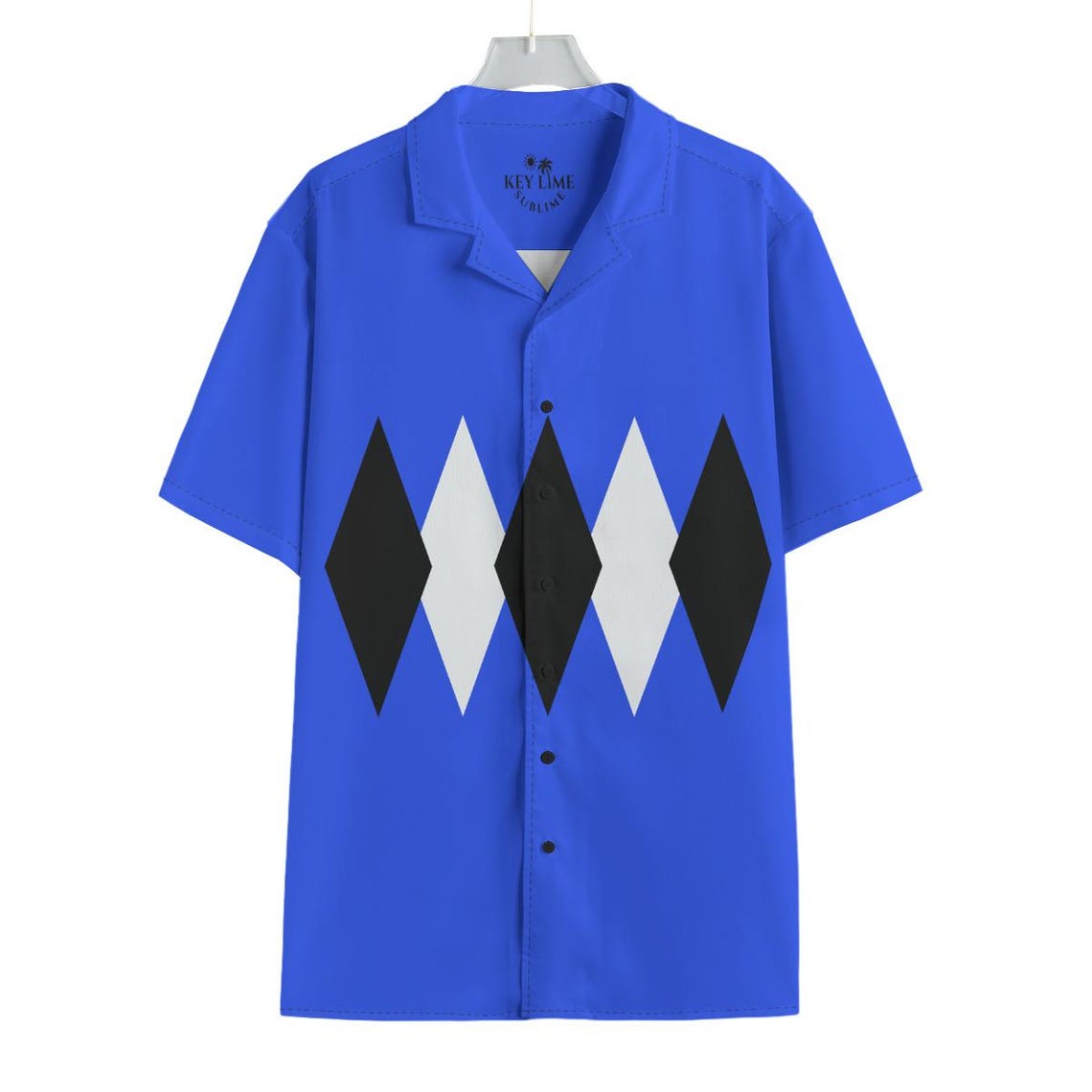 Solid Royal Blue Diamonds Button up Shirt Unisex Retro Vintage Mid ...