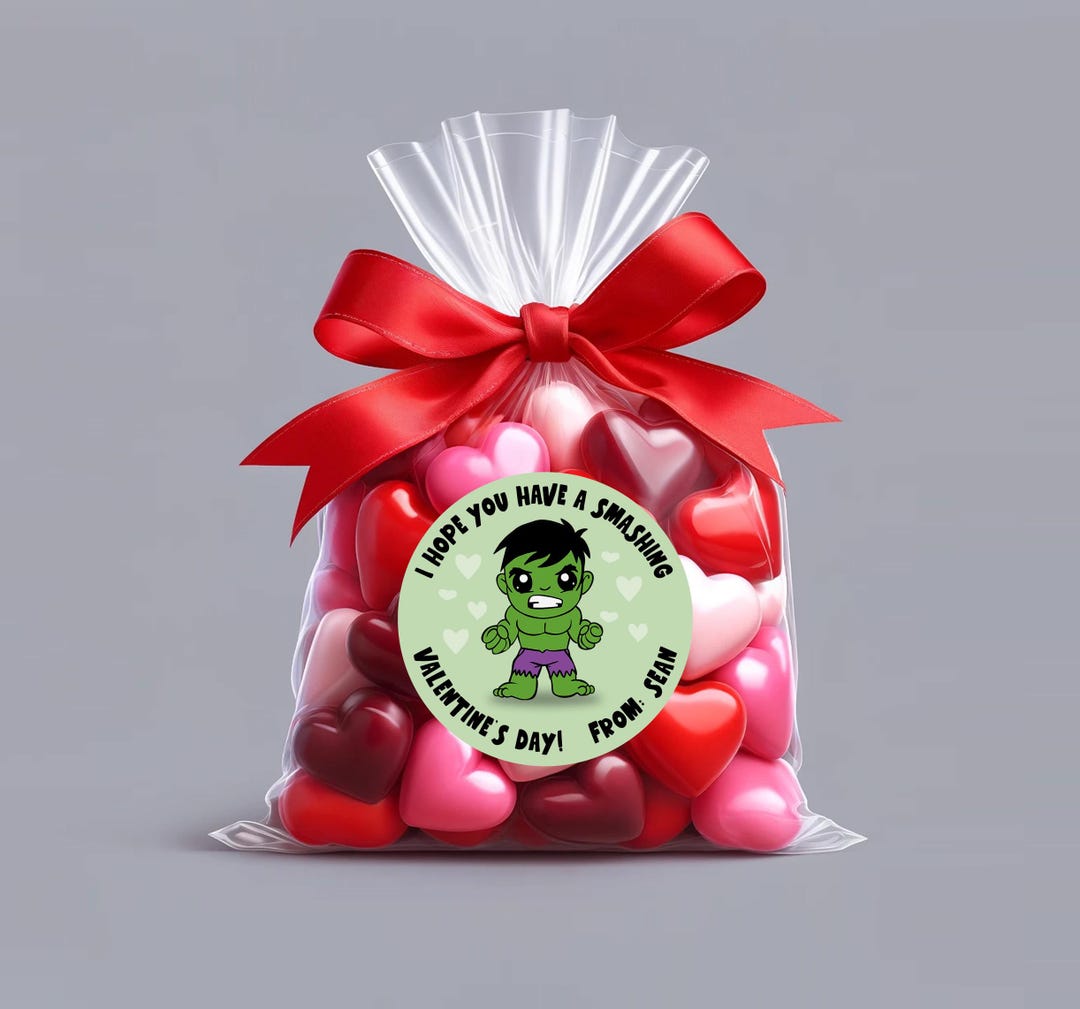 Personalized Hulk Valentines Day Stickers Smashing Valentine Labels for ...