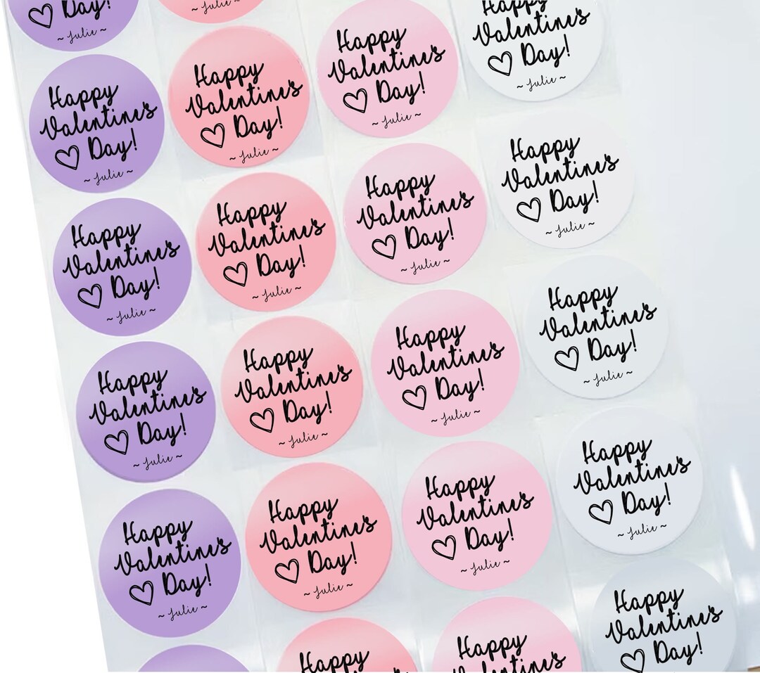 Personalized Round Valentine's Day Stickers in Various Colors ...