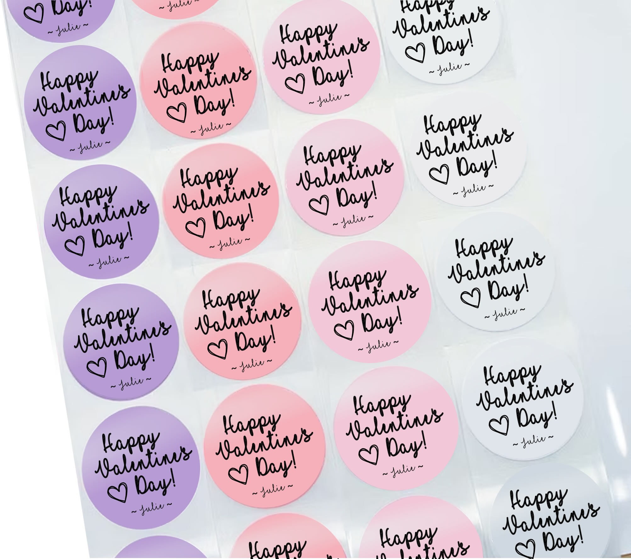 Personalized Round Valentine's Day Stickers in Various Colors ...
