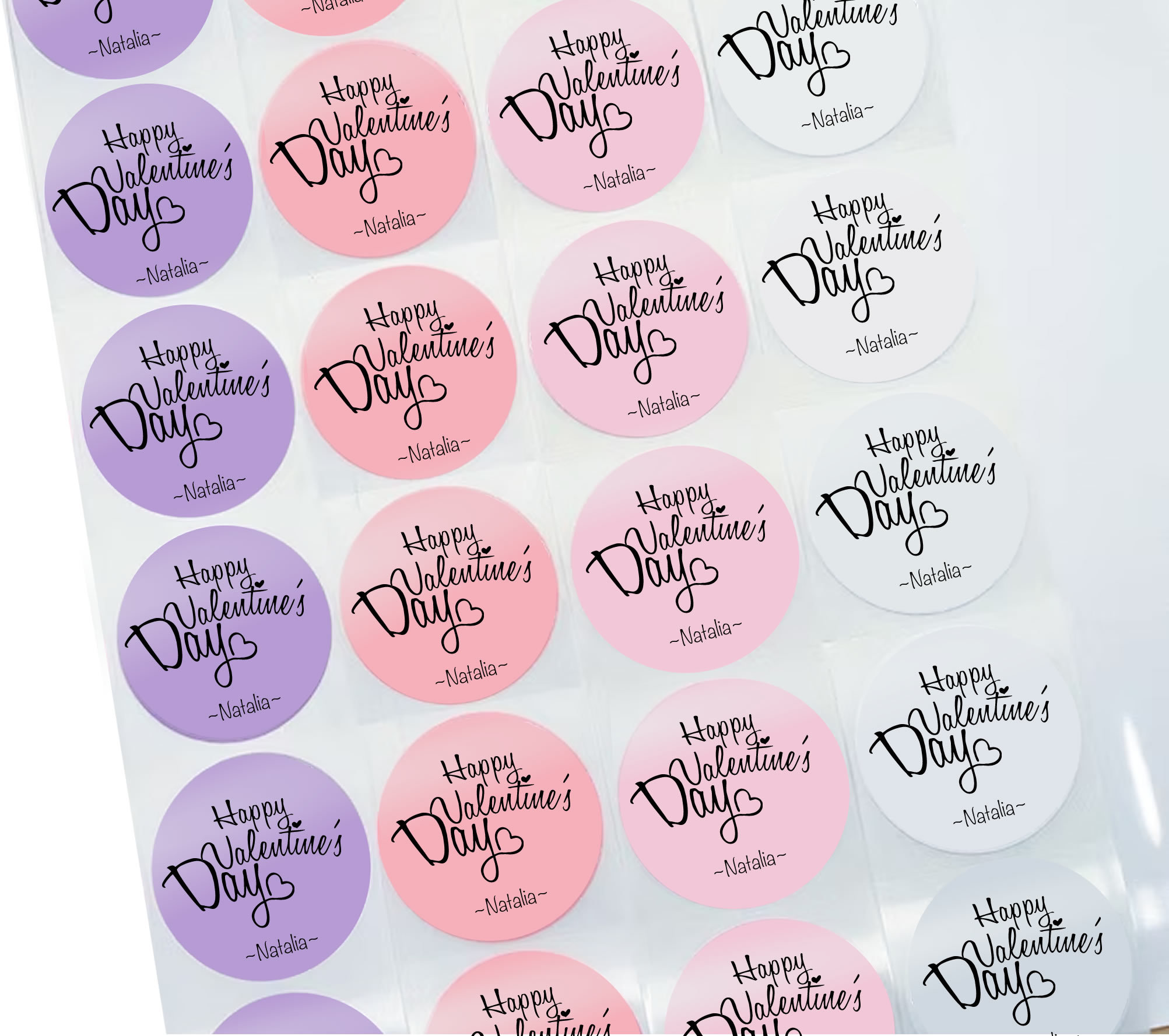 Personalized Round Valentine's Day Stickers in Various Colors ...