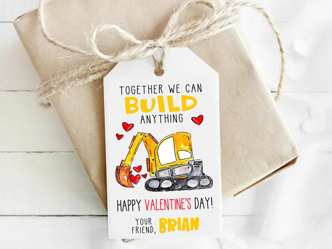Printed Valentine Construction Tags With Ribbon | Personalized ...
