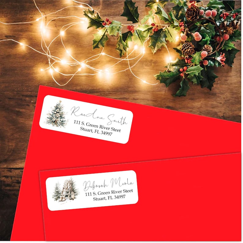 Custom Christmas Address Labels | Festive Holiday Address Stickers ...