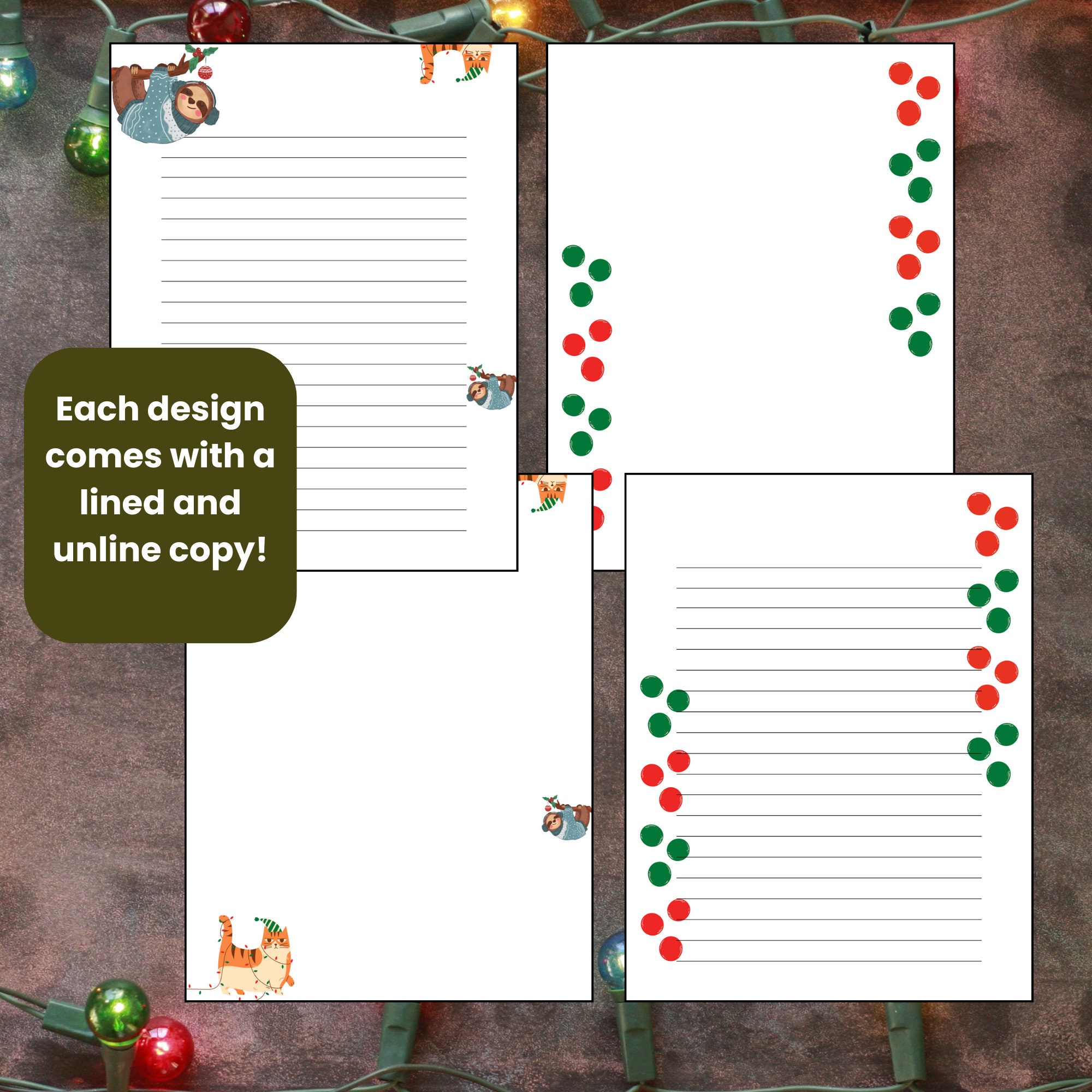 Digital Christmas Paper, Printable Stationary, Holiday Paper, Christmas ...