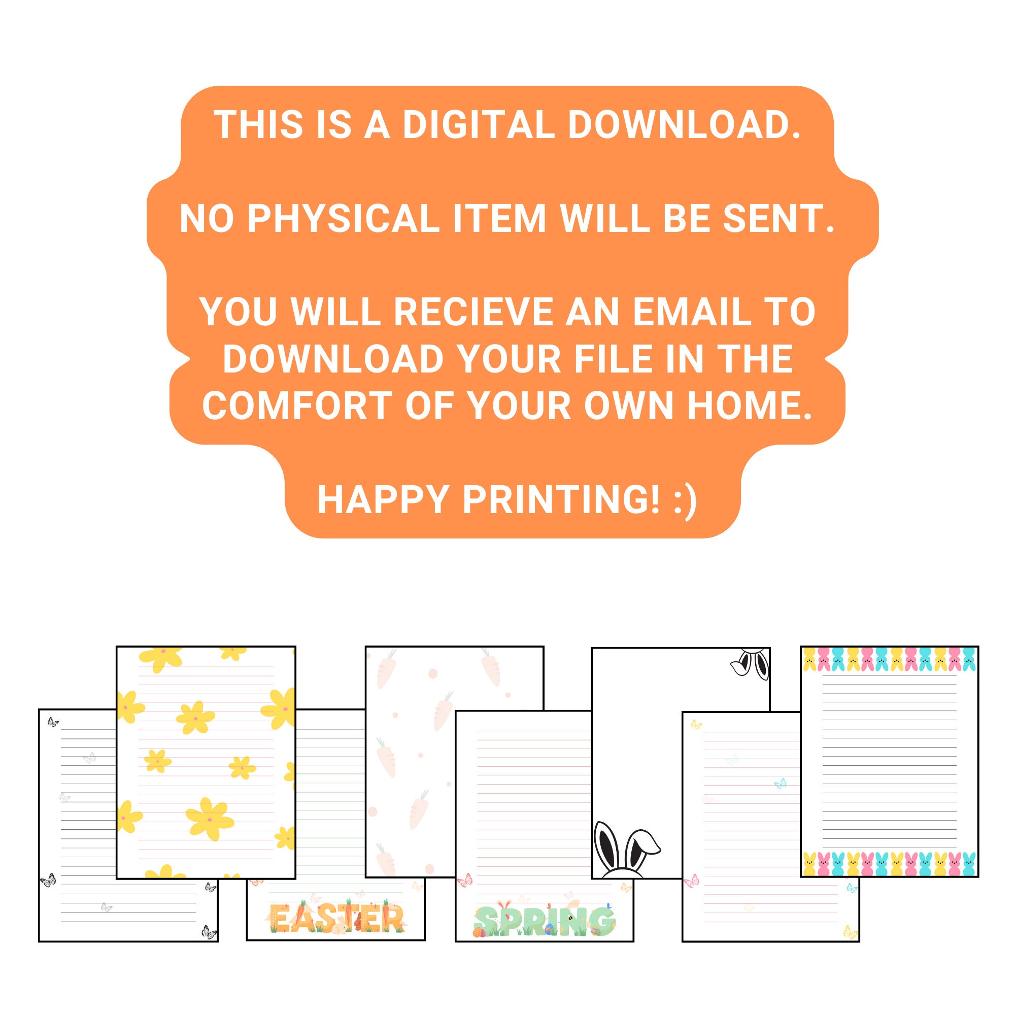 Fun Spring Stationary, Easter Stationary, Printable Stationary, Spring ...