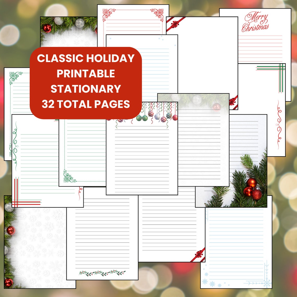 Ultimate Classic Holiday Stationary Bundle, Printable CHRISTMAS ...