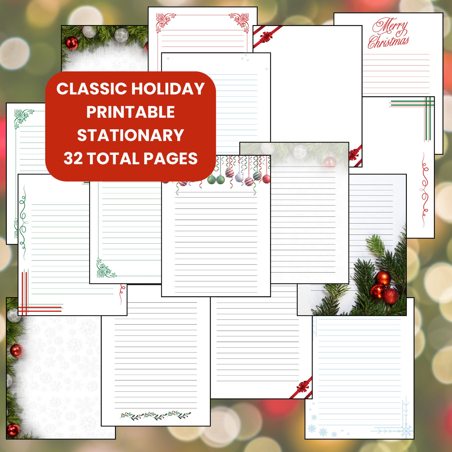 Ultimate Classic Holiday Stationary Bundle, Printable CHRISTMAS ...