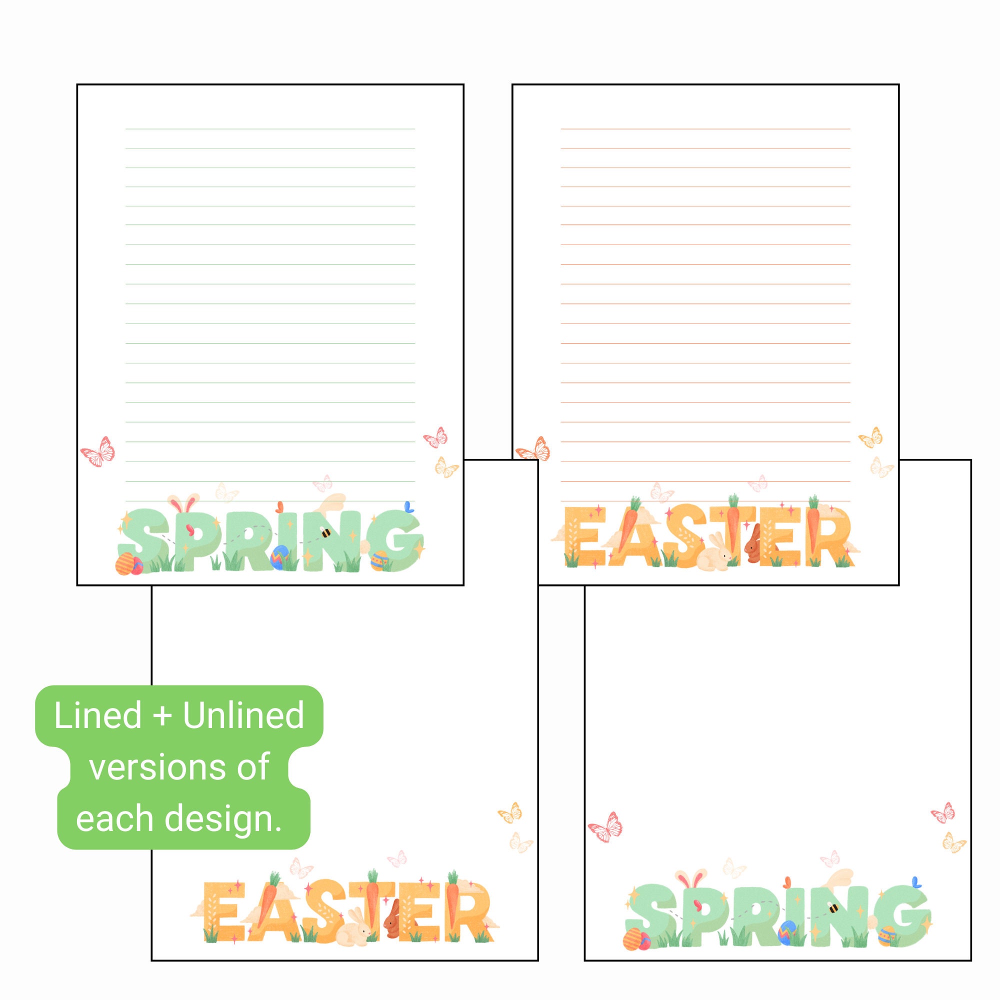 Fun Spring Stationary, Easter Stationary, Printable Stationary, Spring ...