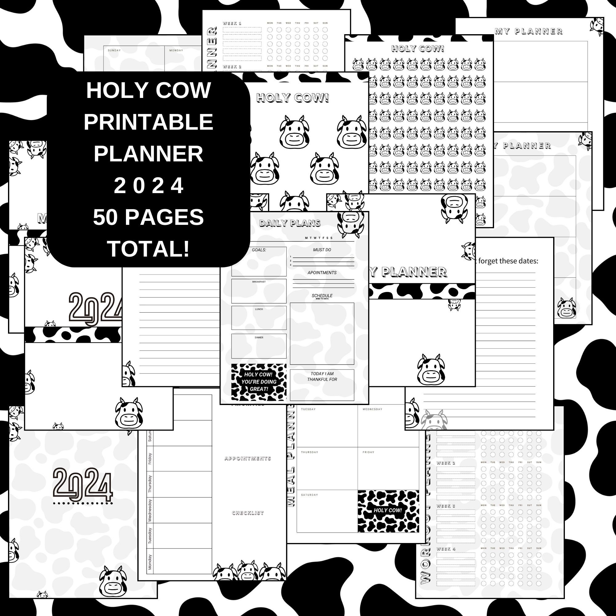 2024 DIGITAL PLANNER, Printable Organizer Bundle, Meal Workout Planner ...