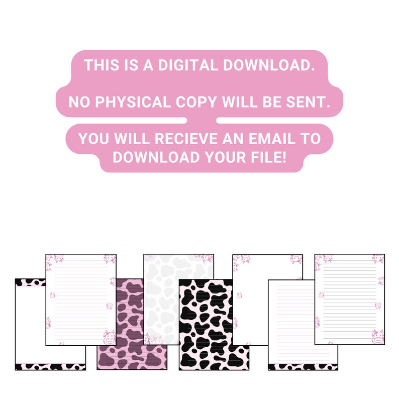 Cute PINK Cow Print PAPER, Printable Paper, Digital Paper, Cow Print ...
