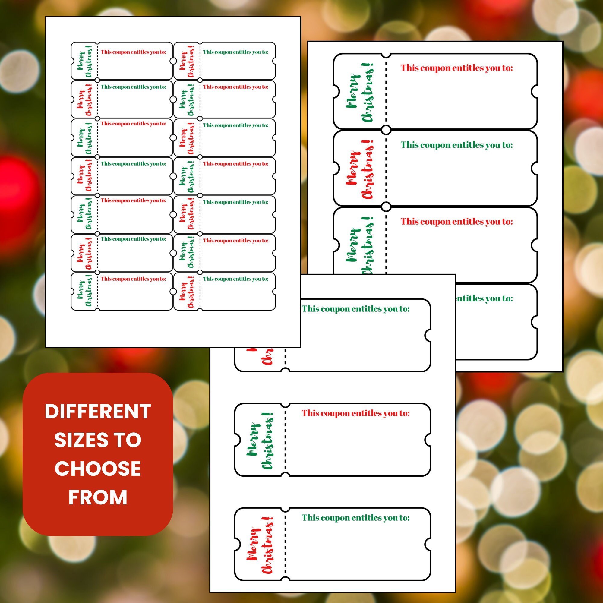 Printable XMAS COUPONS, Blank Christmas Coupons, Last Minute Gift ...