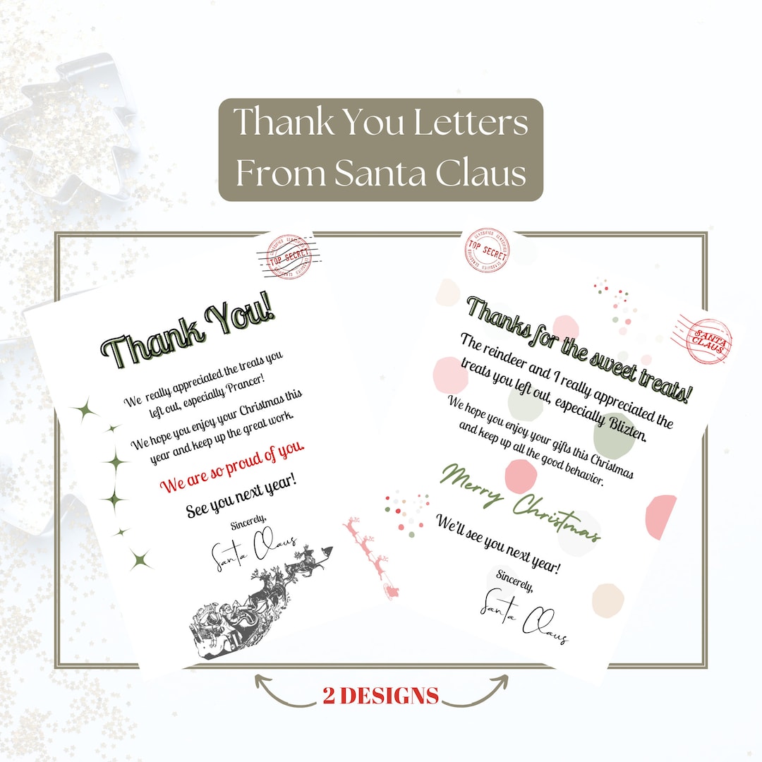 Thank You Letter From SANTA + Reindeer, XMAS Printable, Instant ...