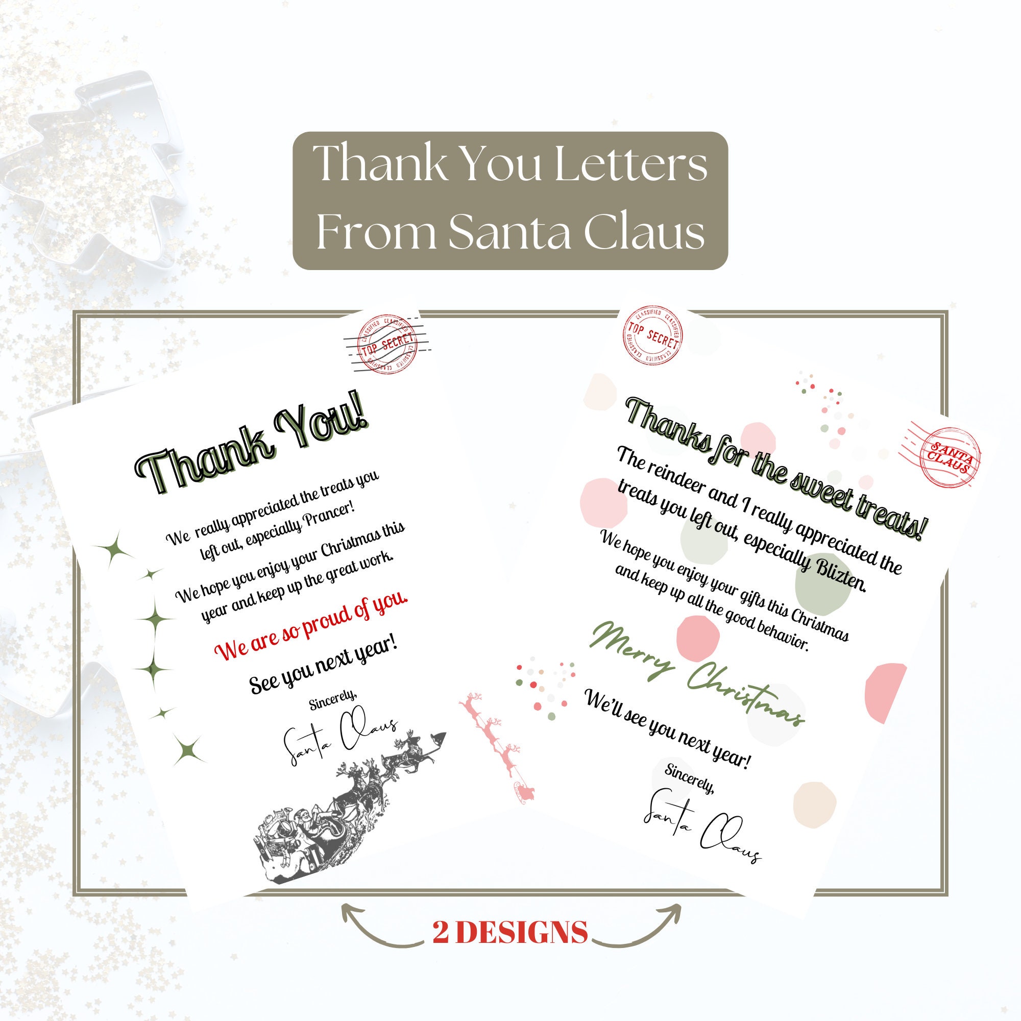 Thank You Letter From SANTA + Reindeer, XMAS Printable, Instant ...