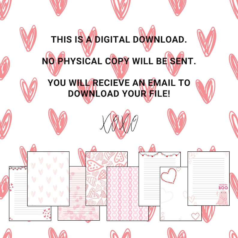 Printable VDAY Stationary, Valentines Day Stationary, Lined PRINTABLE ...