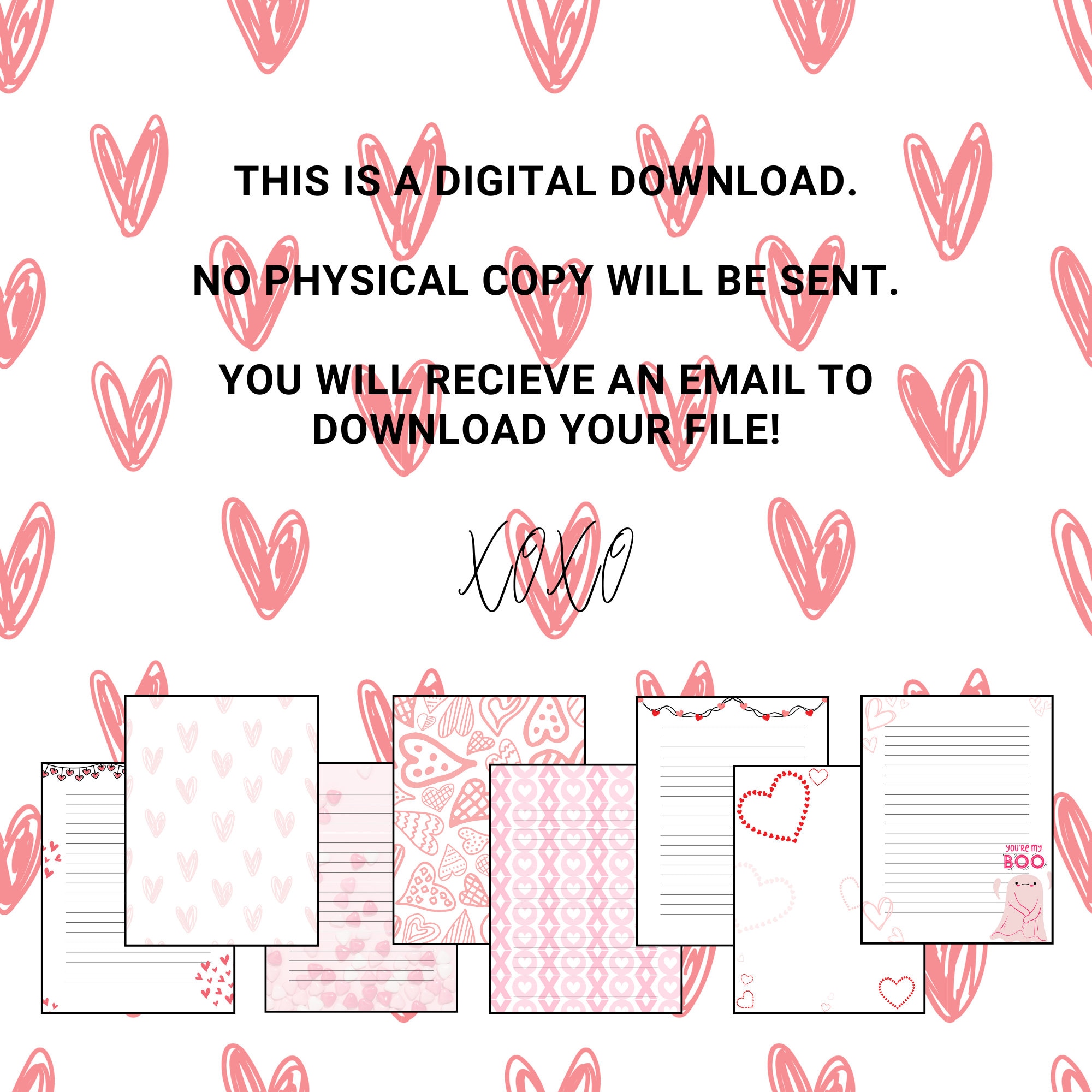 Printable VDAY Stationary, Valentines Day Stationary, Lined PRINTABLE ...