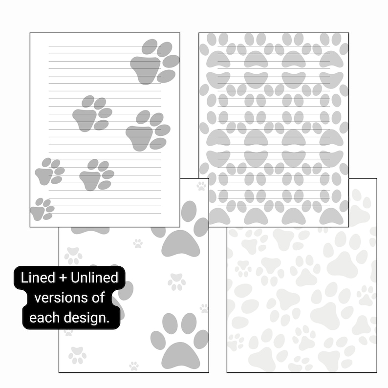 Paw Print Paper, Paw Print Stationary Set, Printable Paper, Printable ...