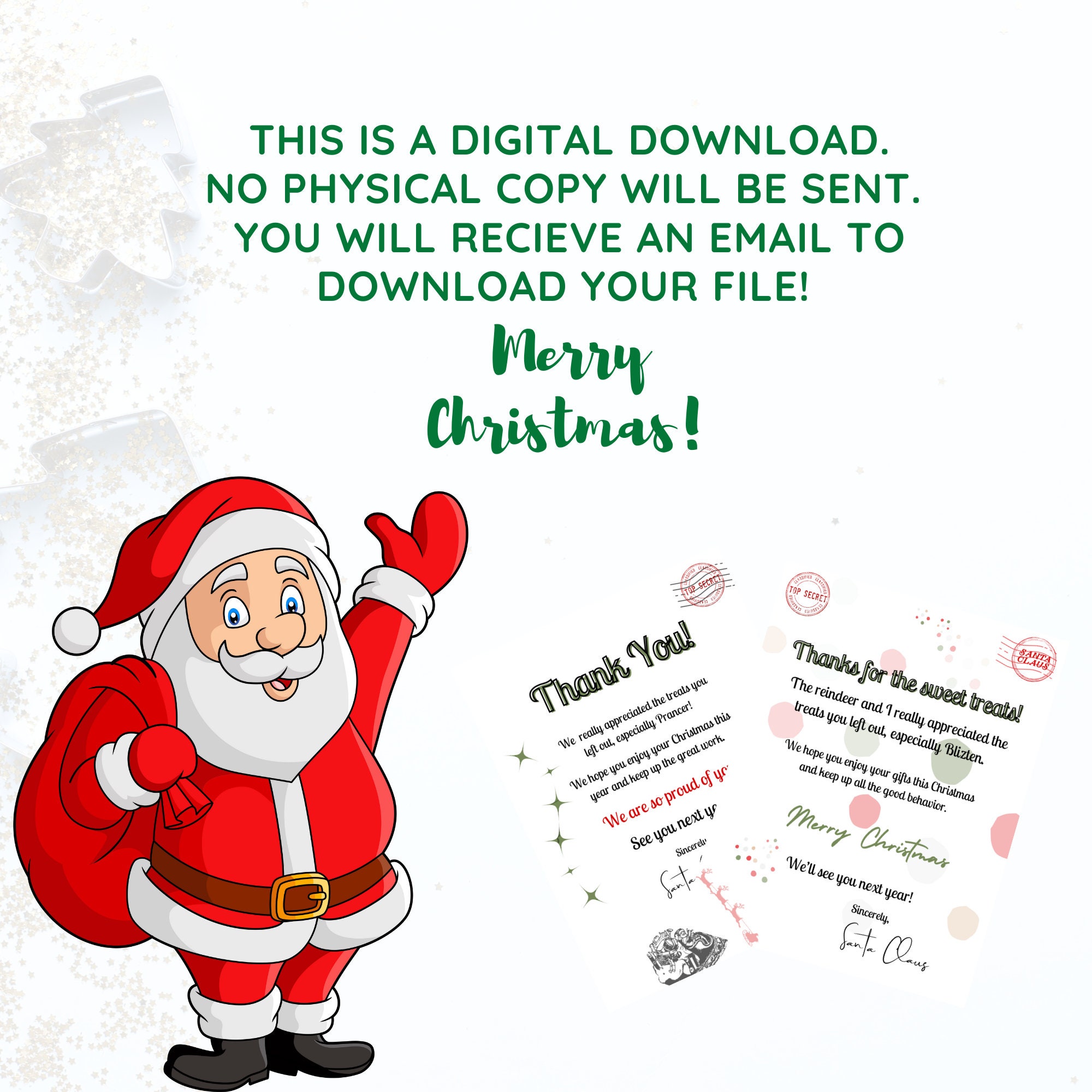 Thank You Letter From SANTA + Reindeer, XMAS Printable, Instant ...