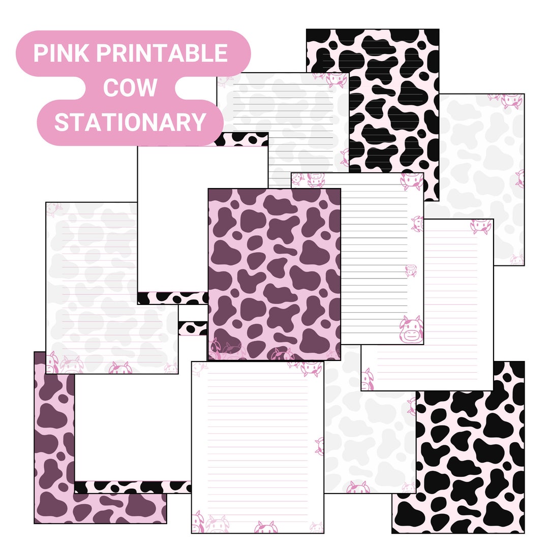 Cute PINK Cow Print PAPER, Printable Paper, Digital Paper, Cow Print ...