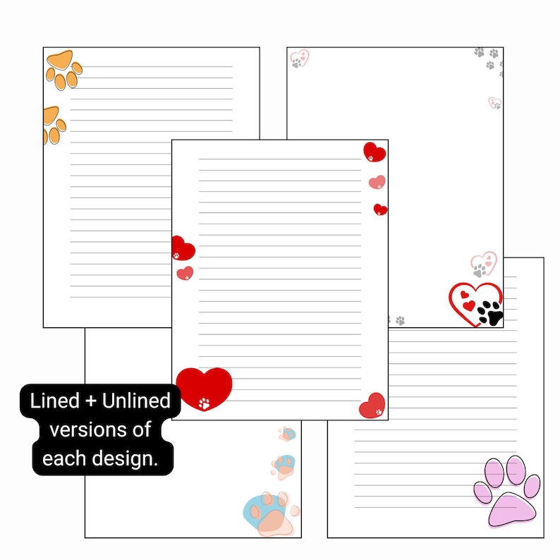 Paw Print Paper, Paw Print Stationary Set, Printable Paper, Printable ...