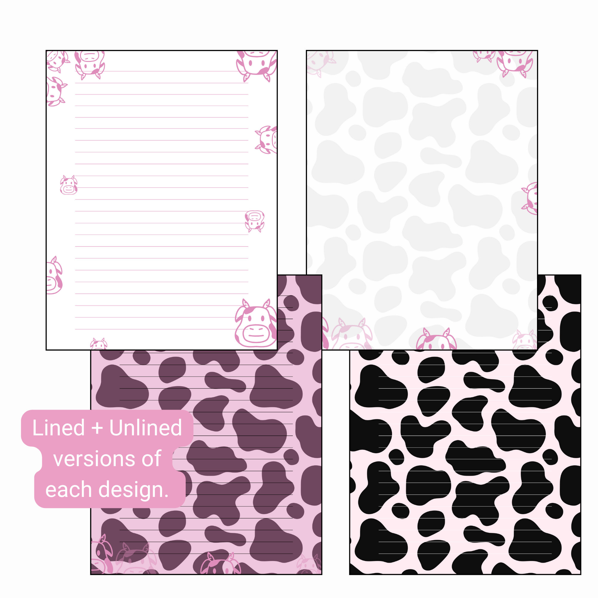 Cute PINK Cow Print PAPER, Printable Paper, Digital Paper, Cow Print ...