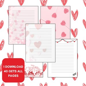 Printable VDAY Stationary, Valentines Day Stationary, Lined PRINTABLE ...