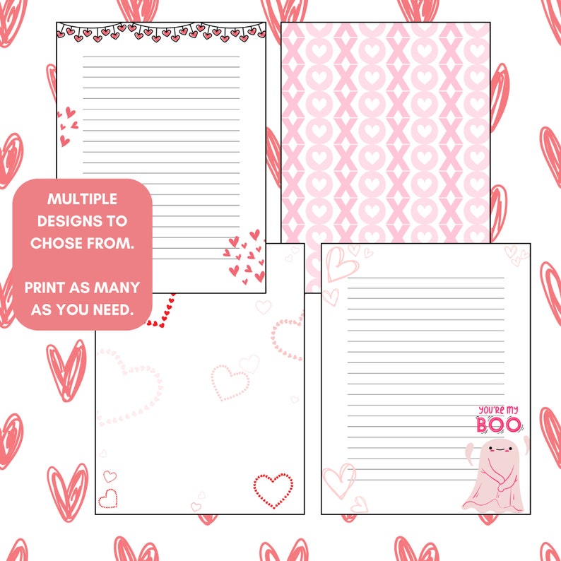 Printable VDAY Stationary, Valentines Day Stationary, Lined PRINTABLE ...