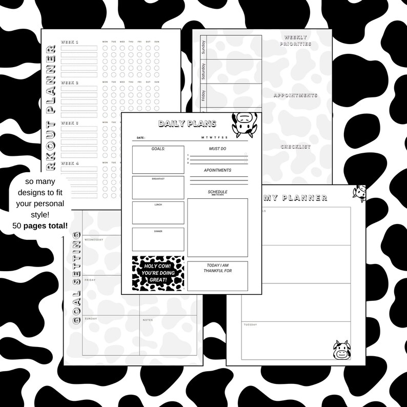 2024 Cow Print Planner Bundle, Goal Setting, Agendas (digital Download ...