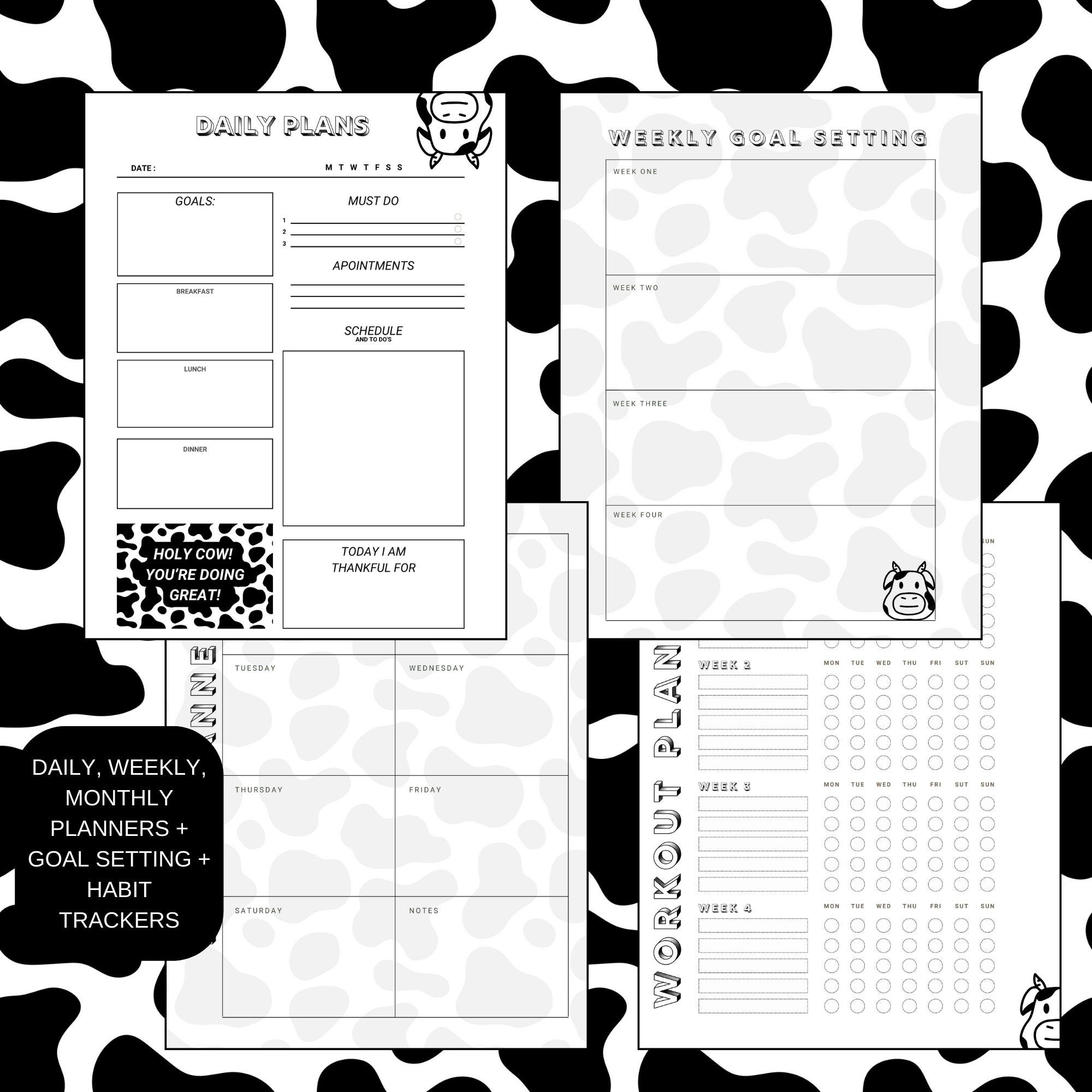 2024 DIGITAL PLANNER, Printable Organizer Bundle, Meal + Workout ...