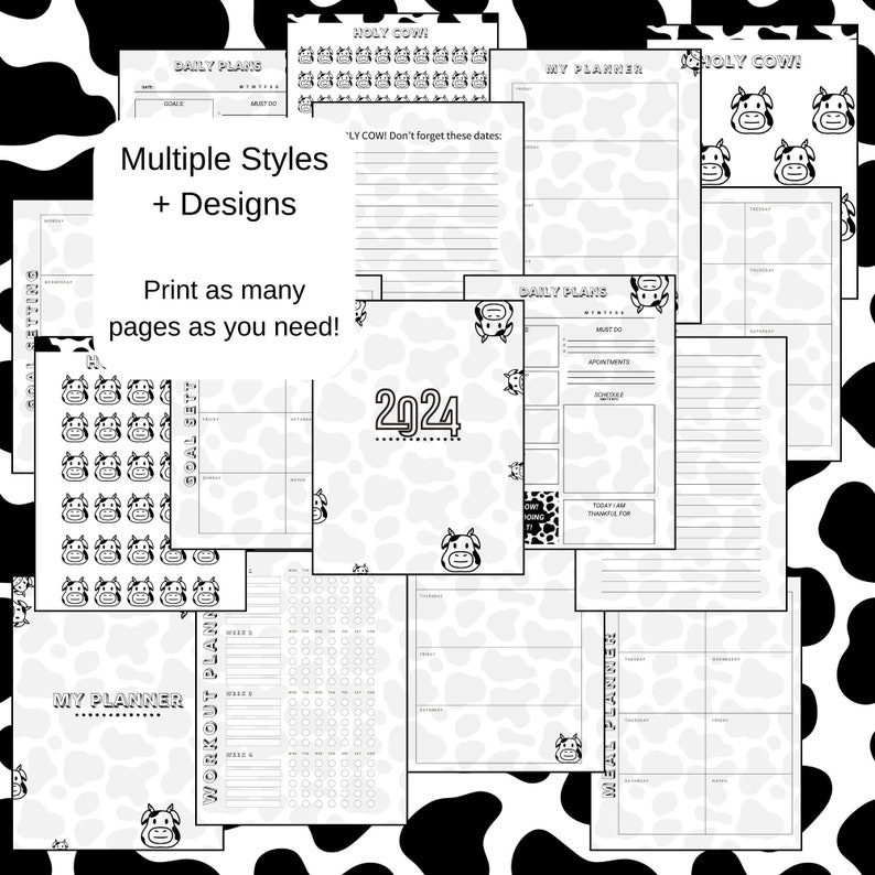 2024 DIGITAL PLANNER, Printable Organizer Bundle, Meal + Workout ...