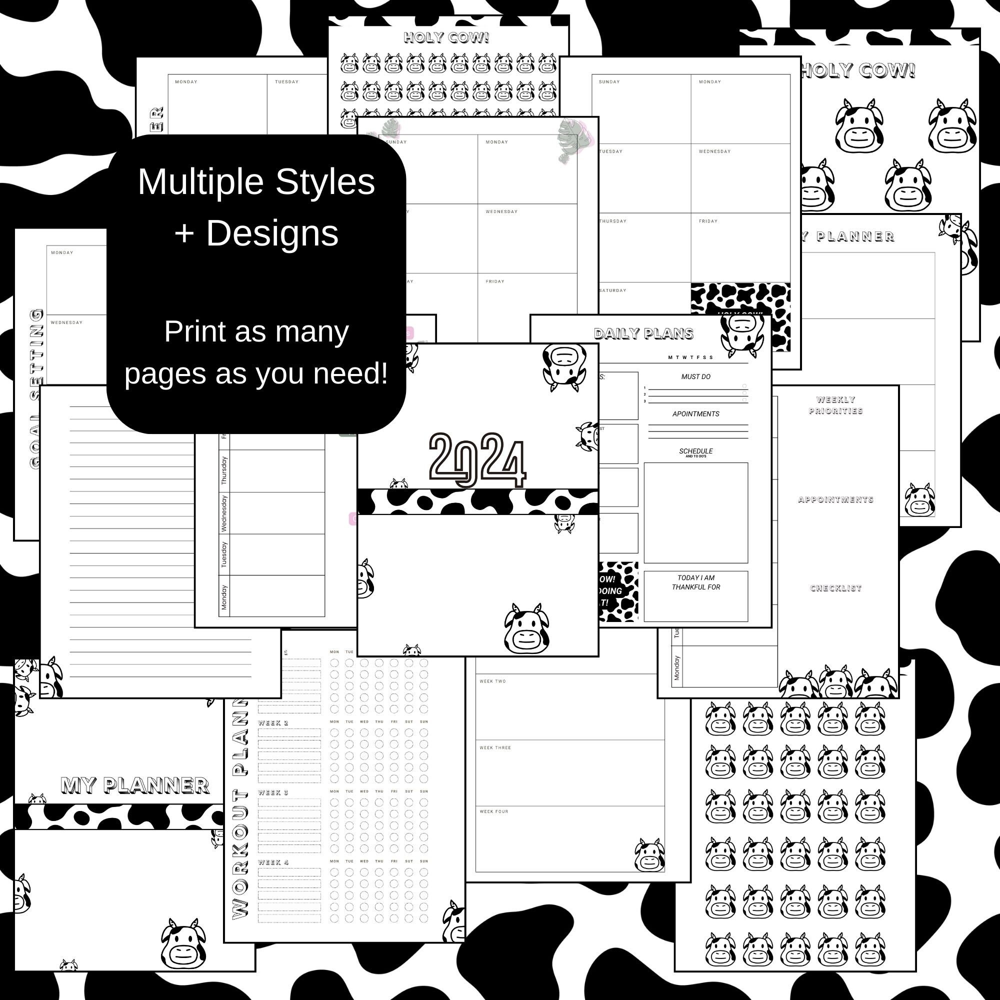 2024 DIGITAL PLANNER, Printable Organizer Bundle, Meal + Workout ...