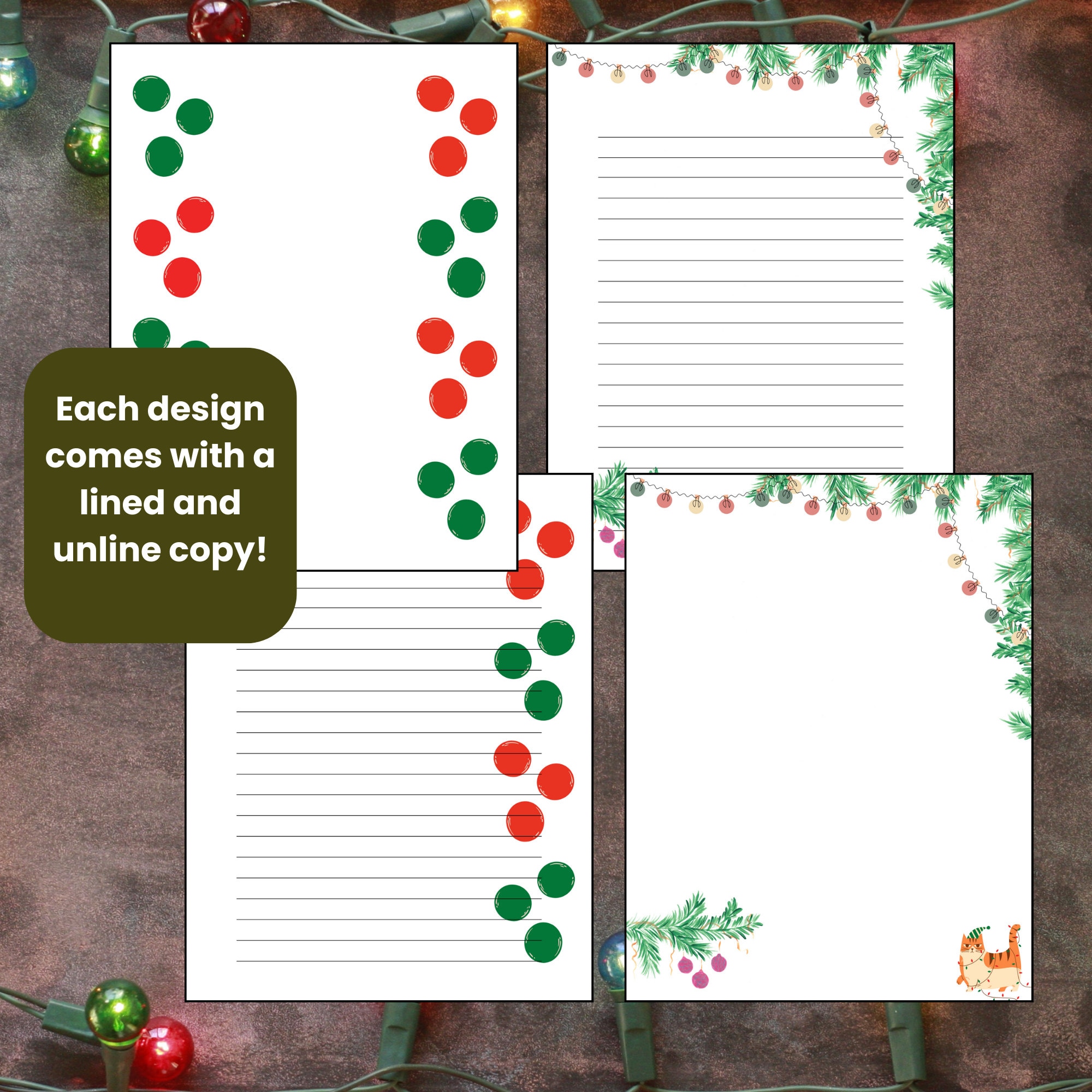 Digital Christmas Paper, Printable Stationary, Holiday Paper, Christmas ...