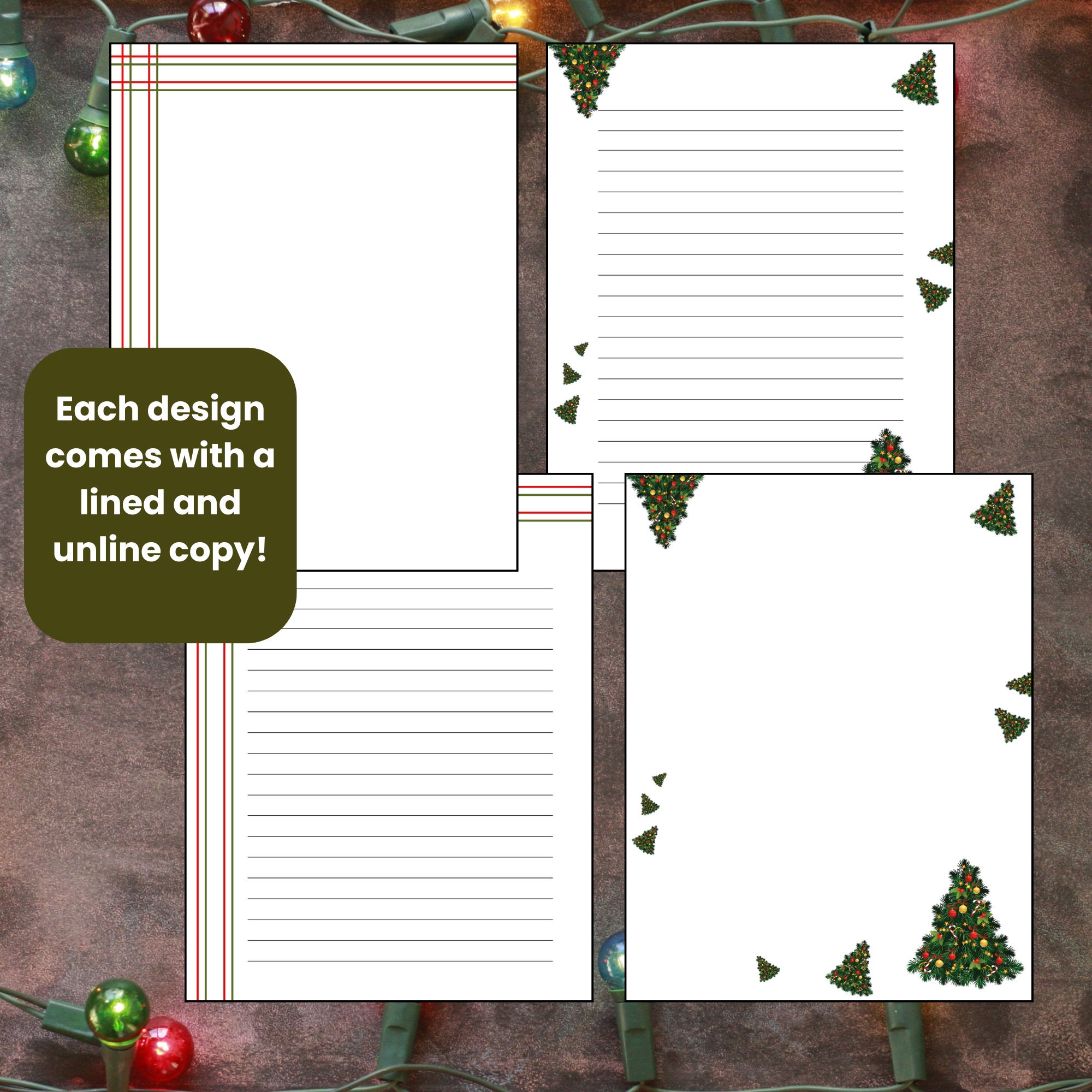 Digital Christmas Paper, Printable Stationary, Holiday Paper, Christmas ...