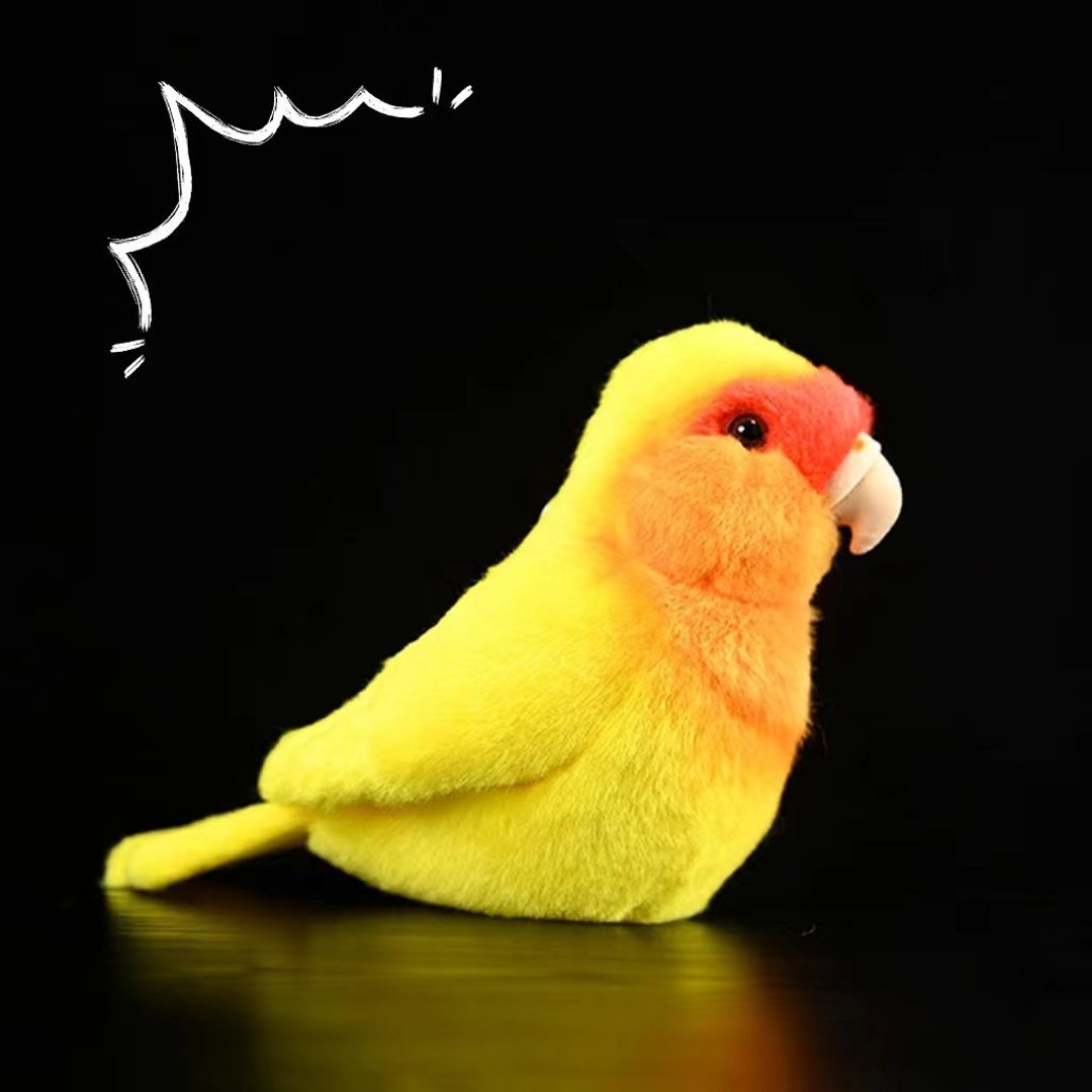 Yellow Peach Peony Parrot Doll Simulation Parrot Doll Standing Bird ...