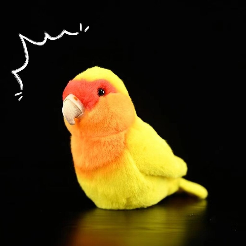 Yellow Peach Peony Parrot Doll Simulation Parrot Doll Standing Bird ...