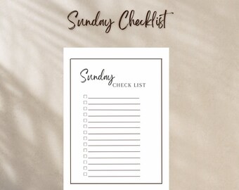 Printable Sunday Reset Checklist Sunday To-do List PDF Digital Reset ...