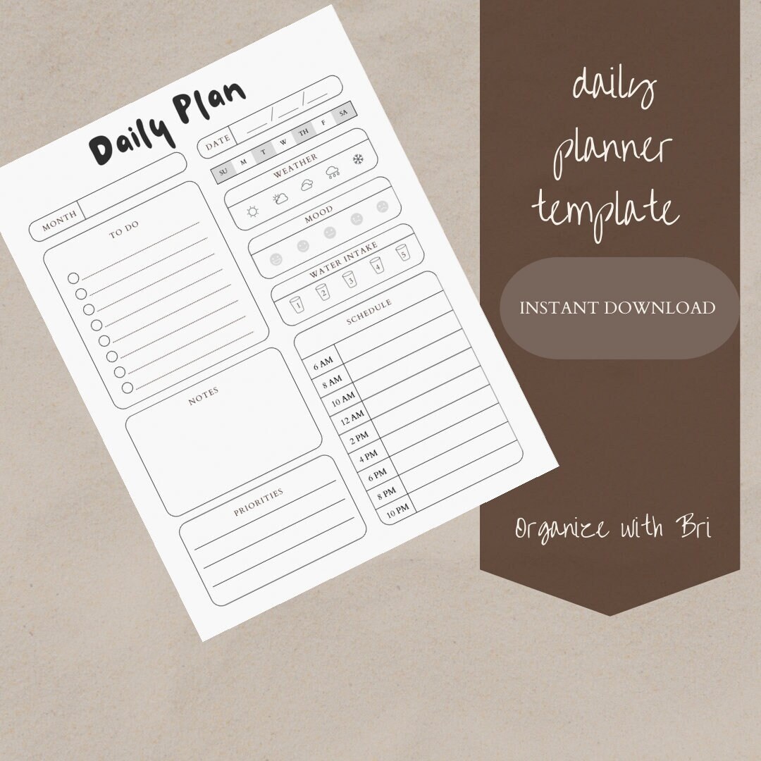 Daily Planner Template - Etsy