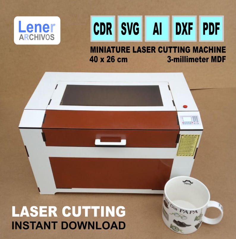 Laser cut machine miniature MDF PDF, SVG Plywood Miniature Plan of 3d ...