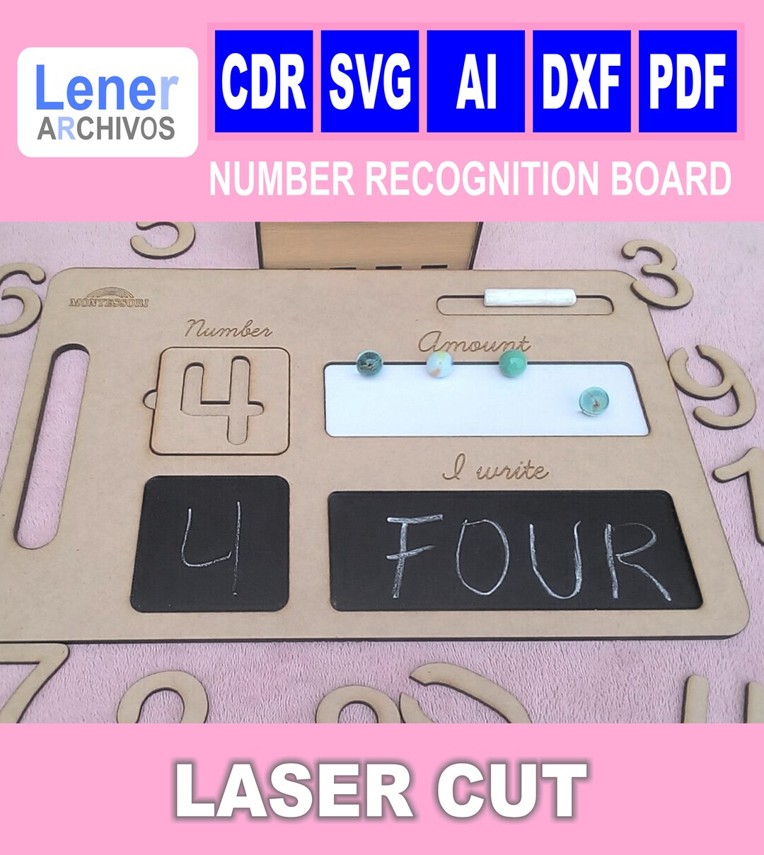 Number Recognition Board, Decomposition and MONTESSORI Writing, Svg ...