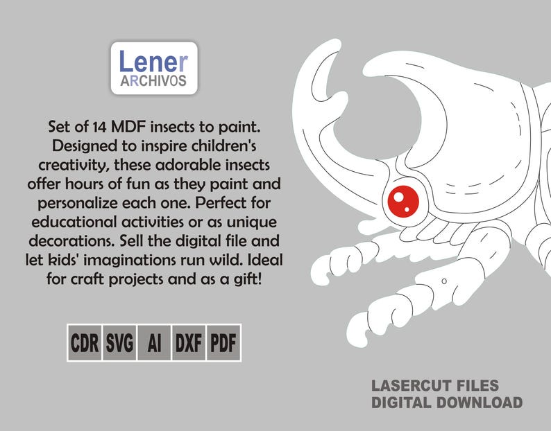 MDF Insects for Painting, Laser Cut File – SVG - PDF File for Painting ...