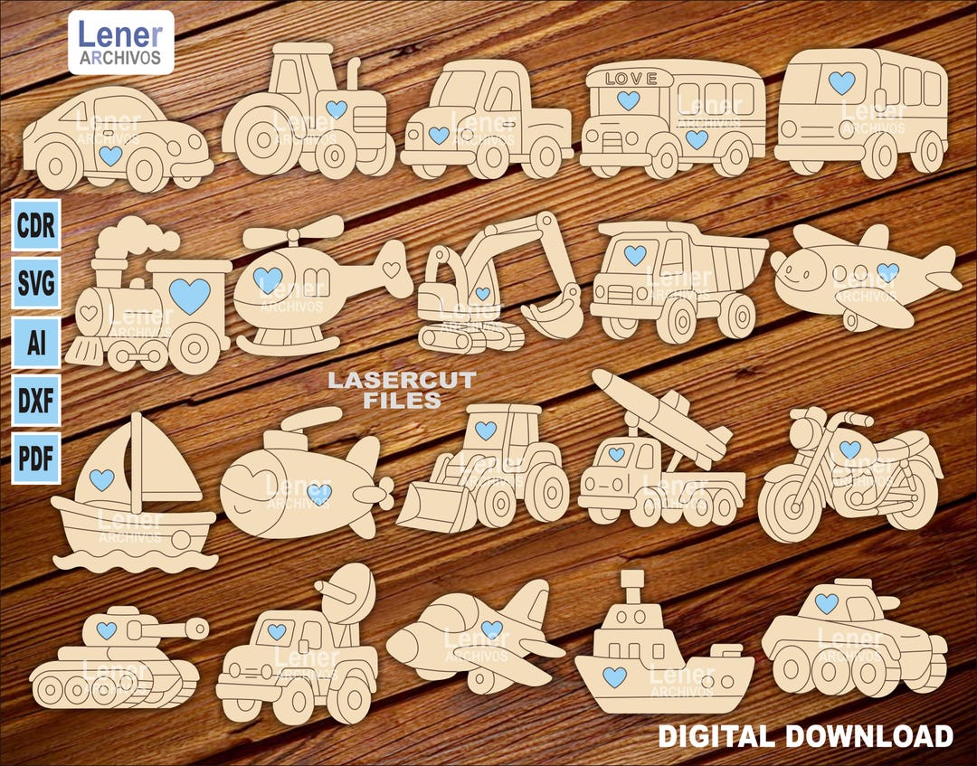 MDF Vehicle Craft Kit for Kids – Laser Cut DXF, SVG Files – Paintable ...