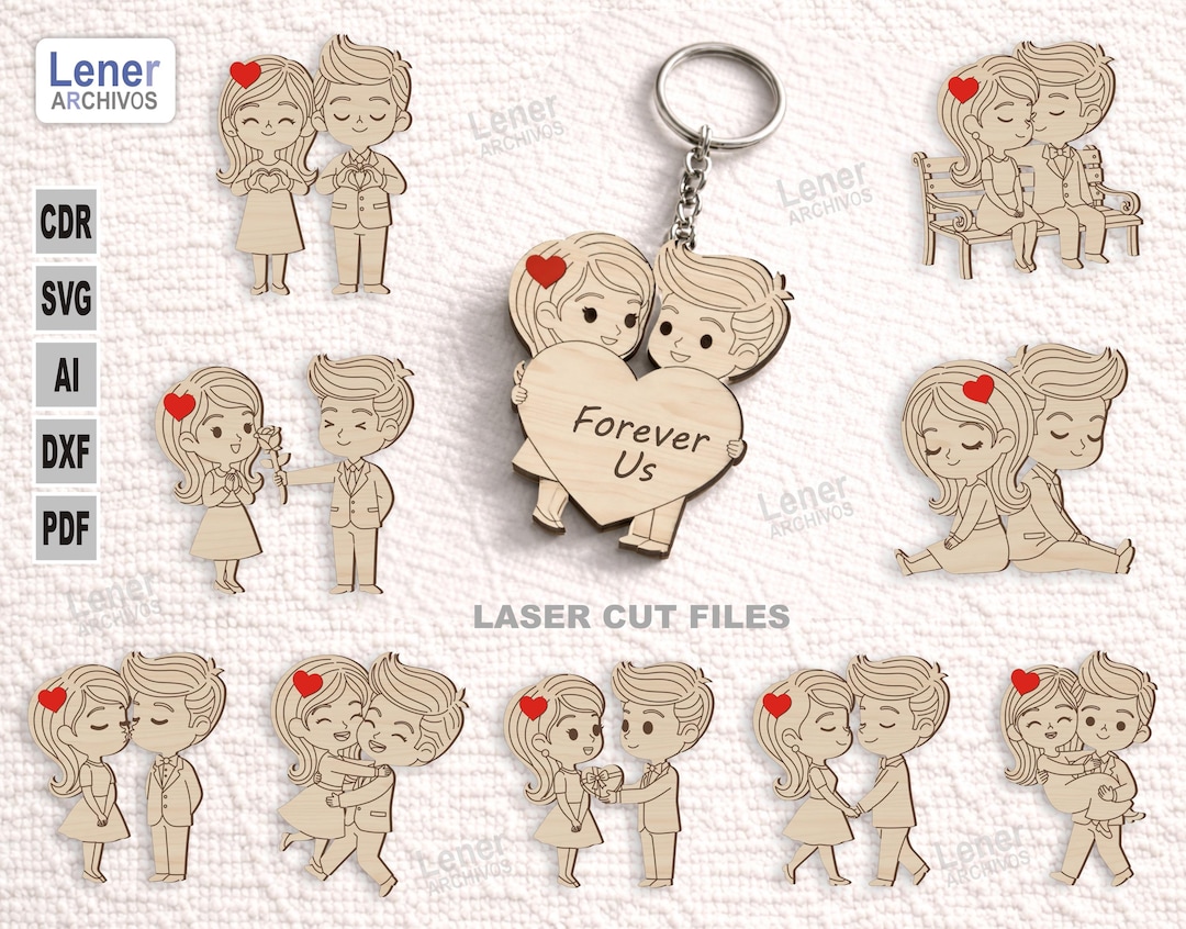 Personalized Wooden Couple Keychain / Valentine’s Day Gift / Laser Cut ...