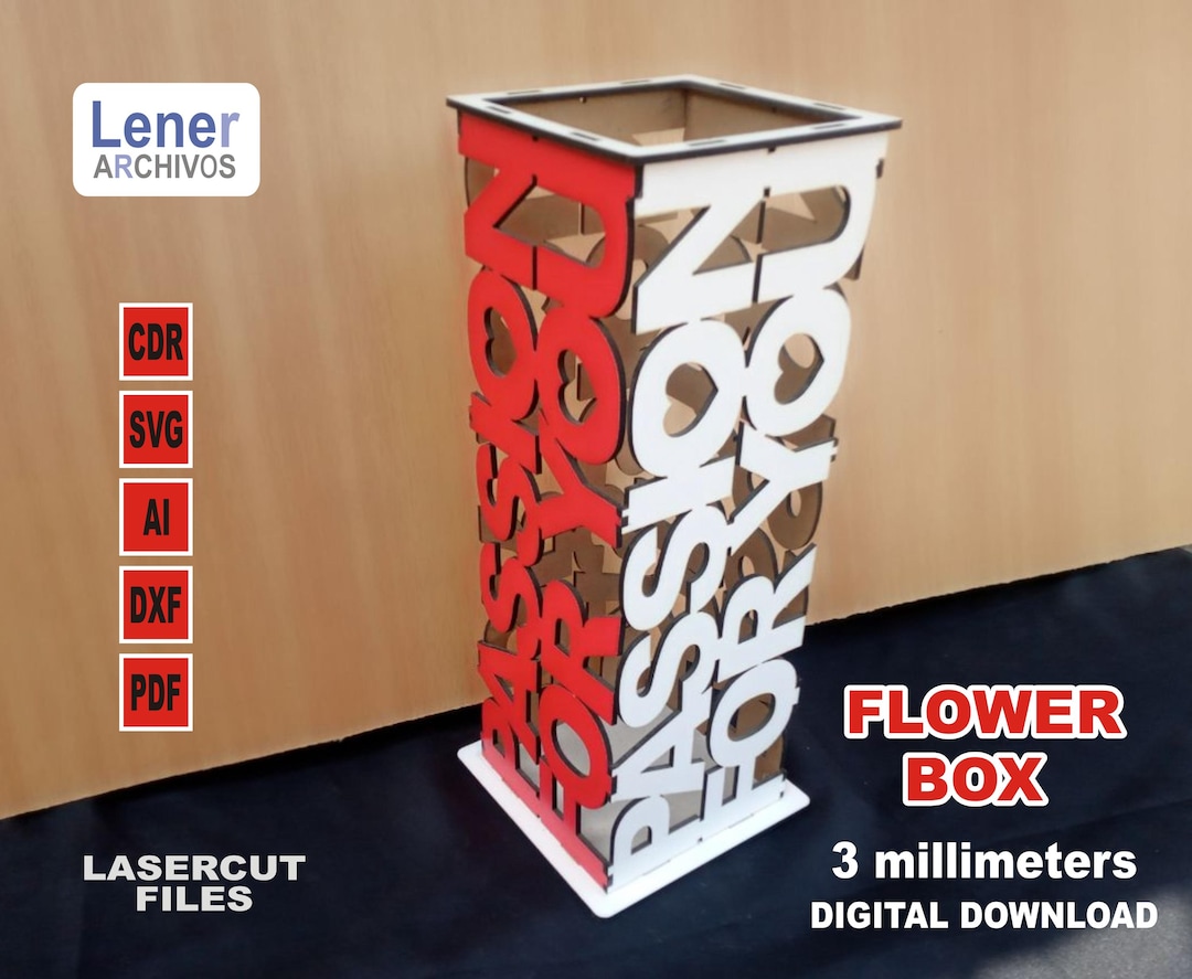 Flower Box Laser Cut File | SVG DXF Template | Diy Flower Holder for ...