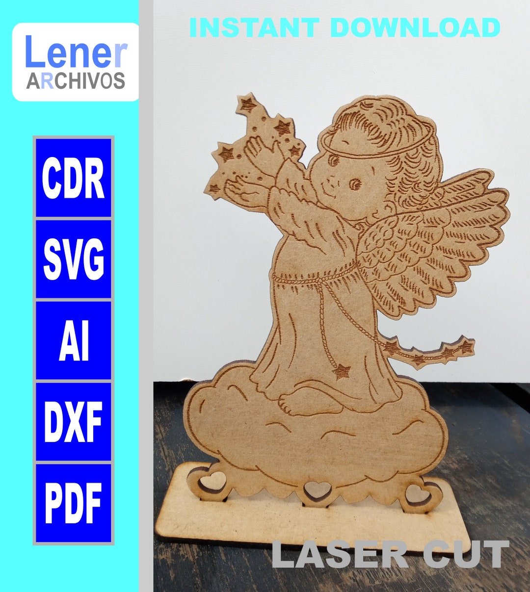 Angel Laser Cut SVG, Laser Engraved Angel PDF, Laser Cut File ...