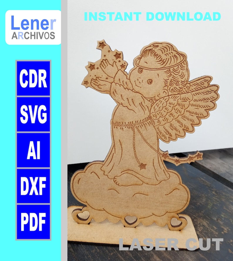 Laser Cut Angel SVG, Laser Engraved Angel PDF, Laser Cut File ...