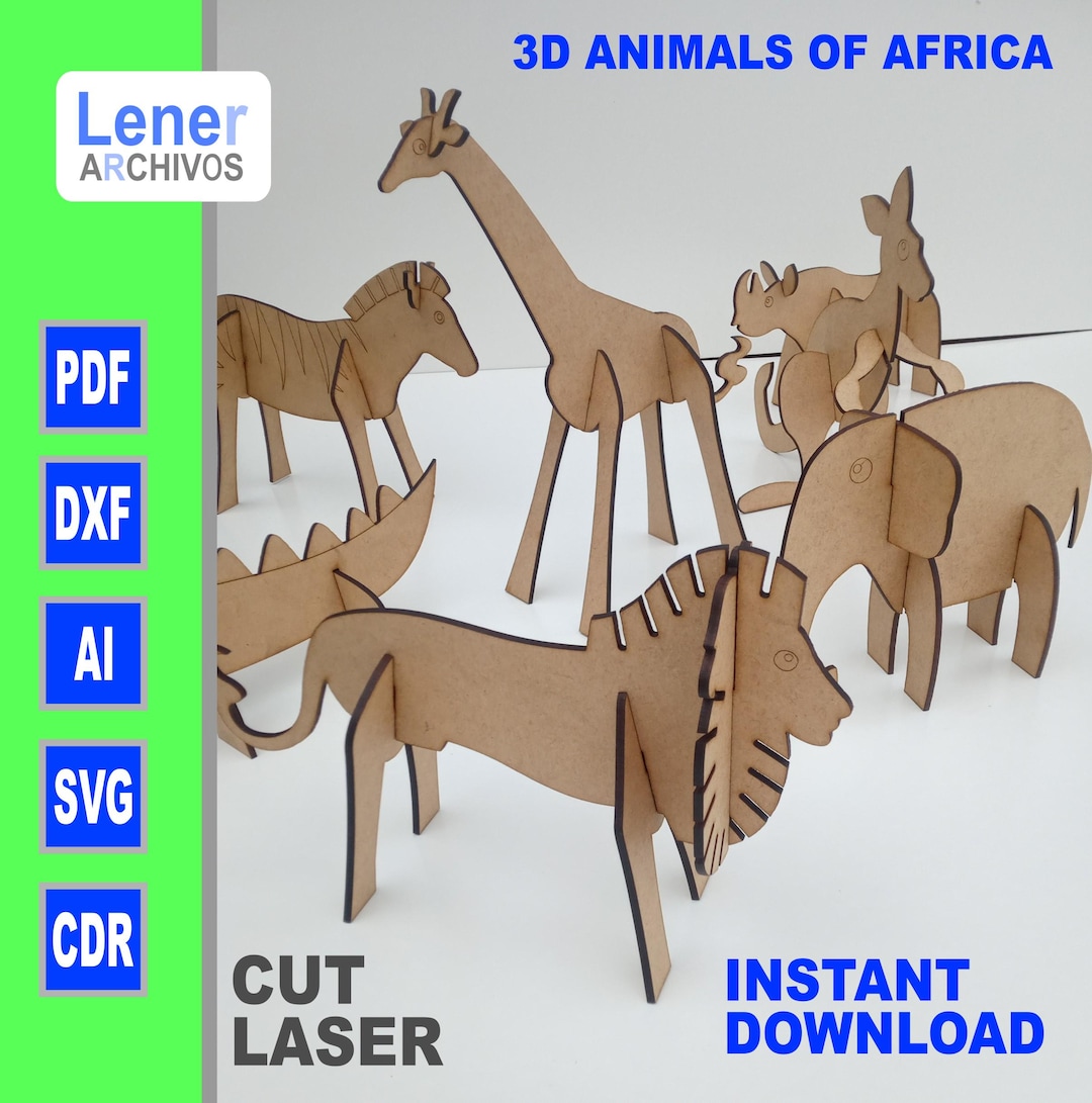 African Jungle Animals, Laser Ready Digital Files - SVG - DXF ...